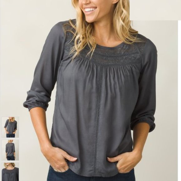 Prana | Tops | Nwt Prana Robyn Peasant Blouse Top Coal Grey Womens S ...